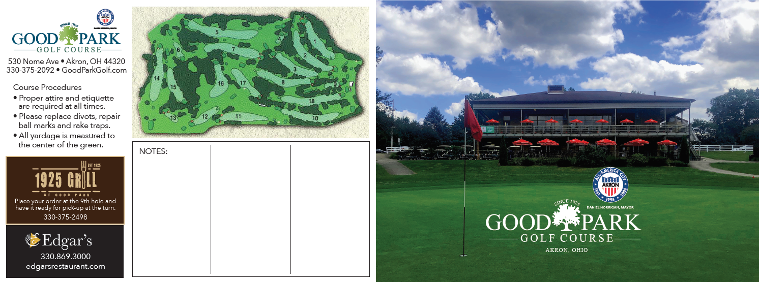 Scorecard - J. Edward Good Park Golf Course
